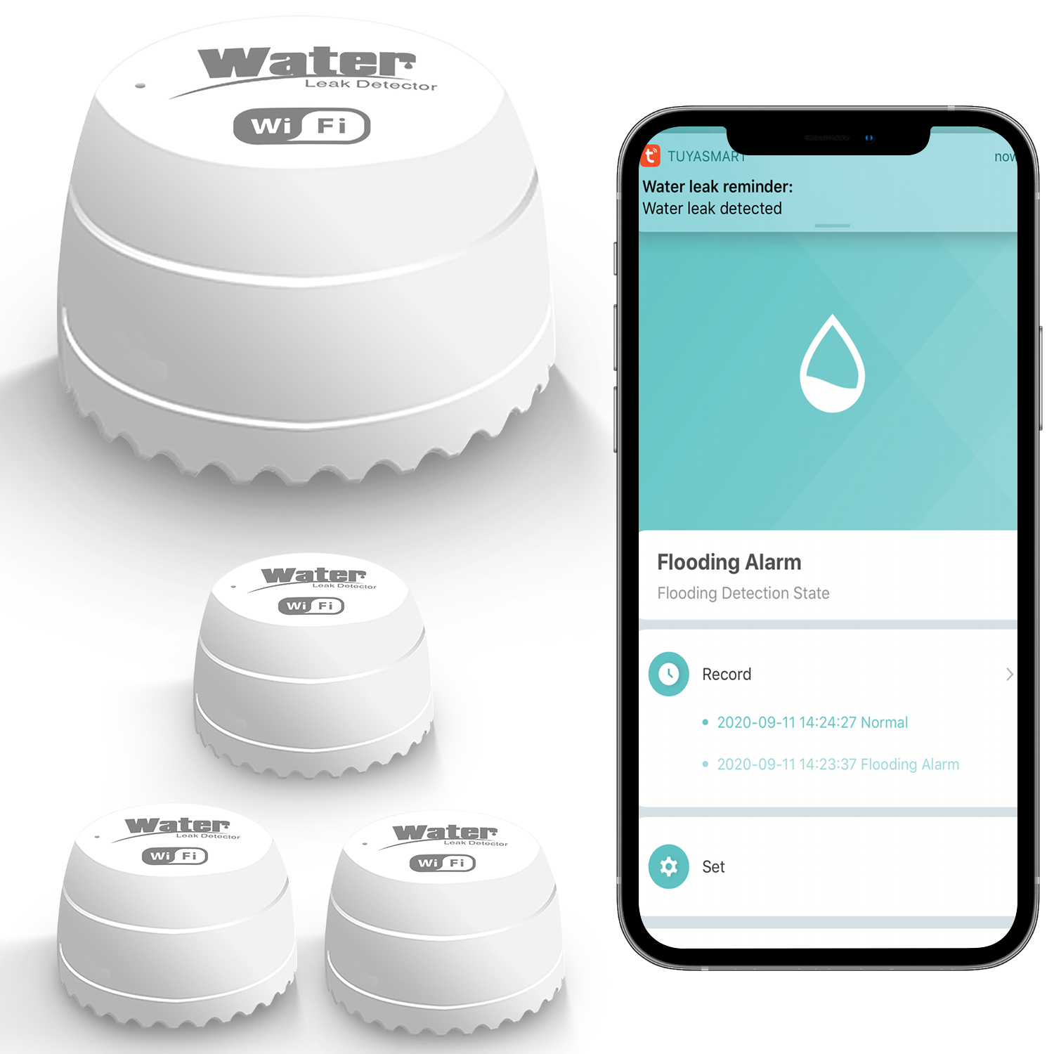 Water Leakage Sensor Wifi Leak Level Sound Alarm Detector Security Overflow Protection Tuya