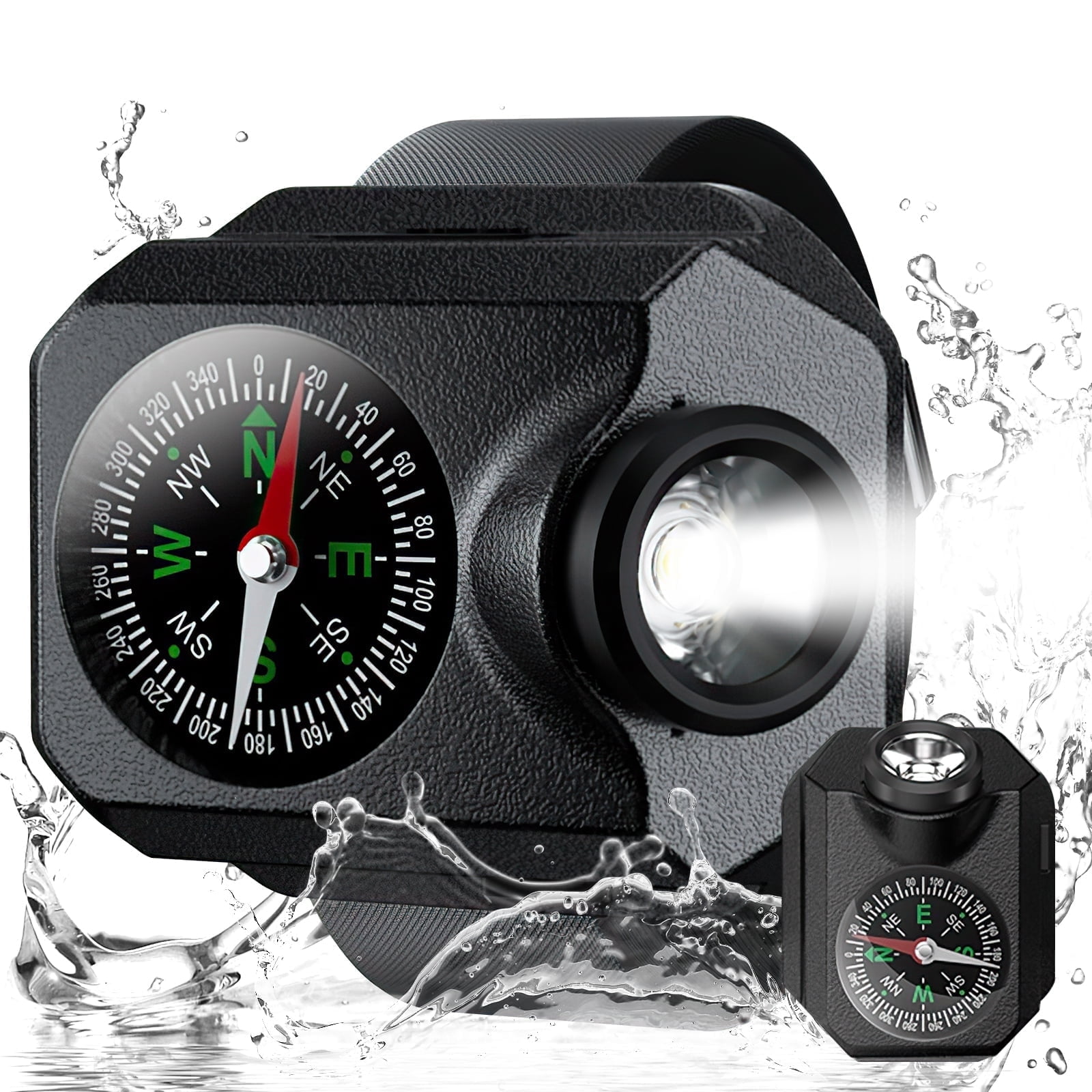 Cteifuer 3-in-1 Super Light LED Flashlight Compass Wrist Watch ...