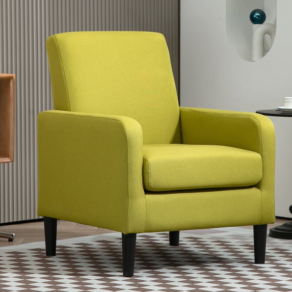 Cterw Linen Upholstered Accent Chair with Wood Frame, Modern Armchair ...