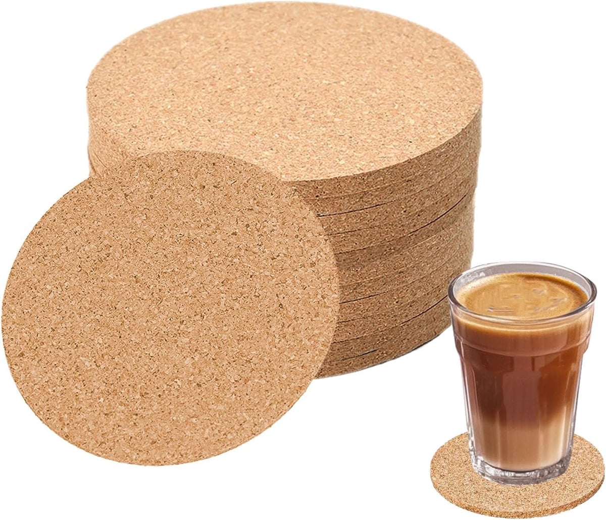 Cterwk 12 Pack Cork Coaster 3.9 Inch Heat Resistant Reusable Cork Table ...