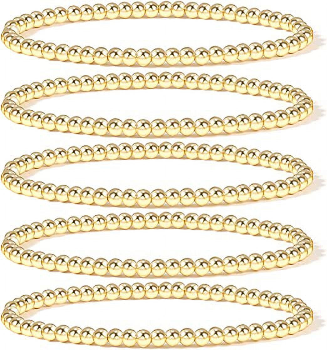 Cterwk 14K Gold Plated Bead Ball Bracelet Stretchable Elastic ...