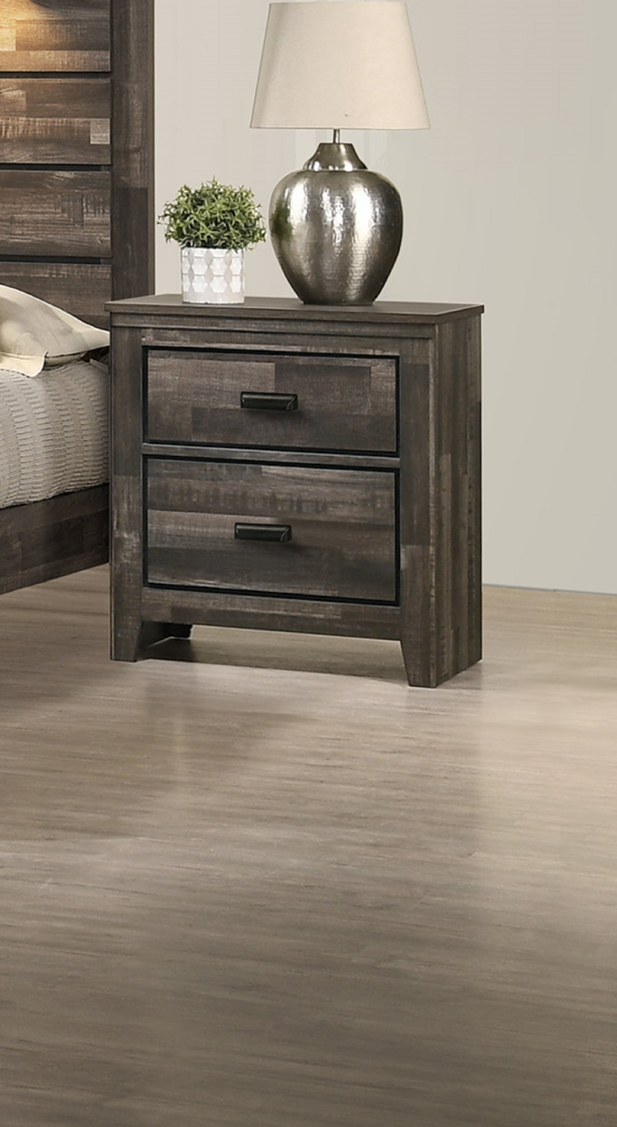 Cterwk 2 Drawer Nightstand with 2 Storage Drawers, Wood Beside Table ...