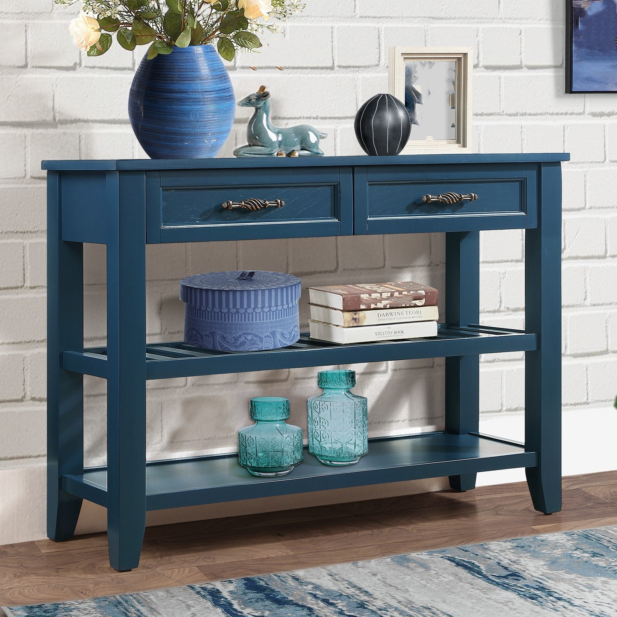 Cterwk 2 Drawers Console Table with 2 Shelves, 42" Wood Buffet ...