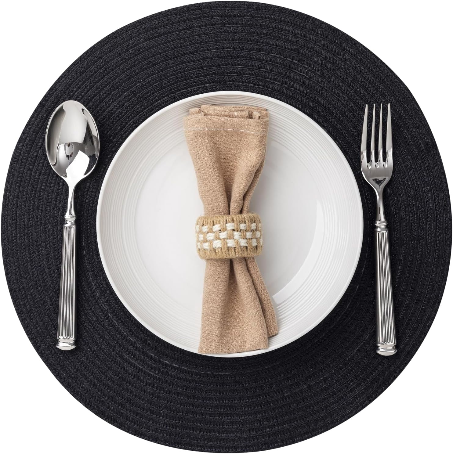 Cterwk 3 Pack Round Braided Placemats 15 Inch Round Table Mats Woven ...