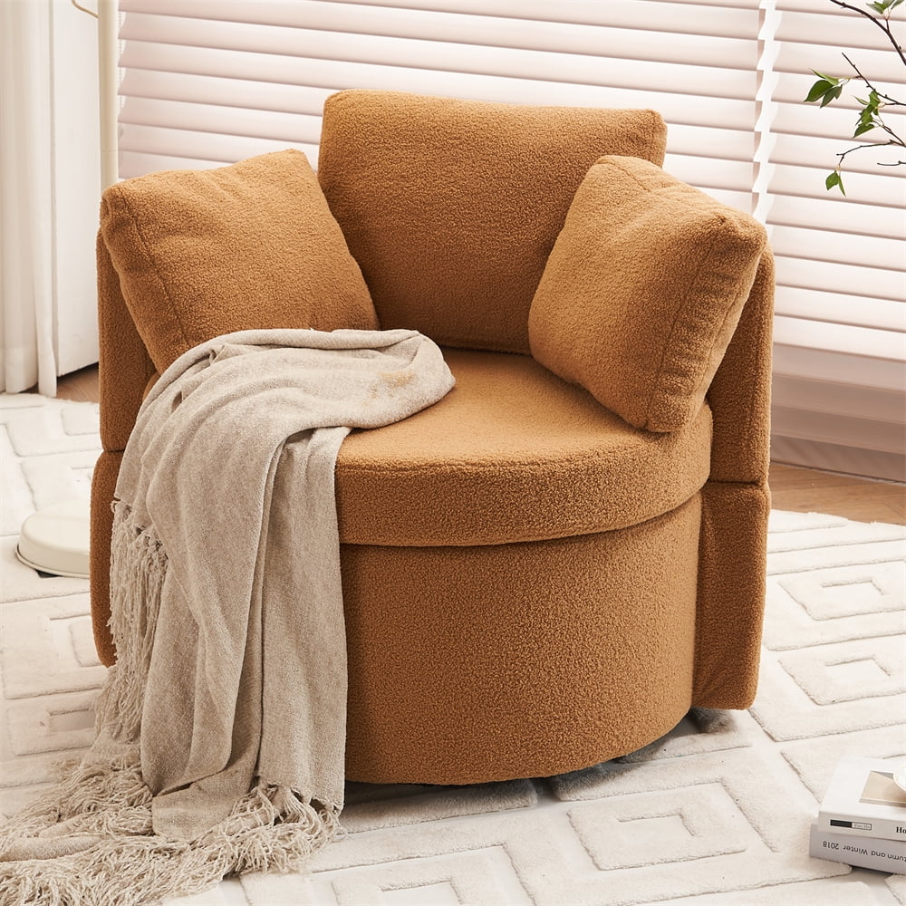 Cterwk 360 Degree Swivel Storage Chair with Back Cushion, Fabric Accent ...