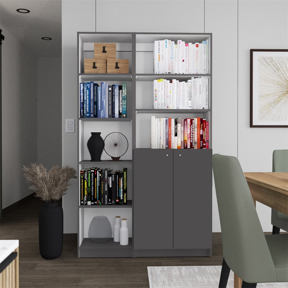 Cterwk 42" Wide 8 Shelves Bookshelf Bookcase with Double Door Cabinet ...