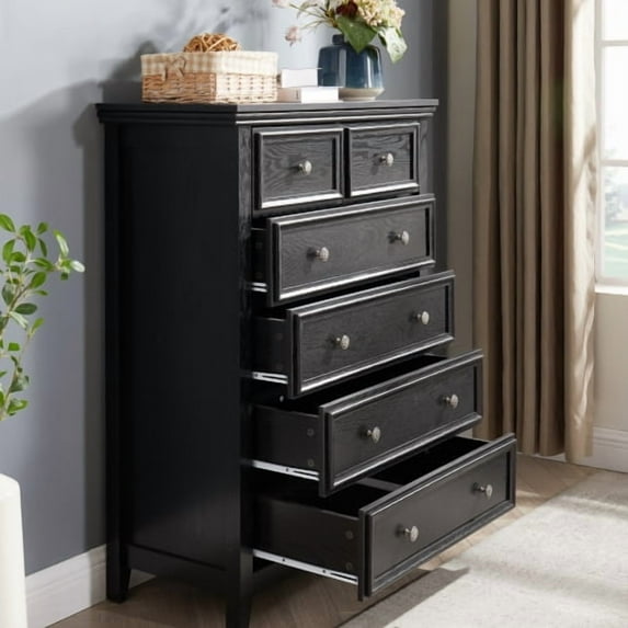 Cterwk 6 Drawers Dresser with Handle, Wood Storage Cabinet for Living ...