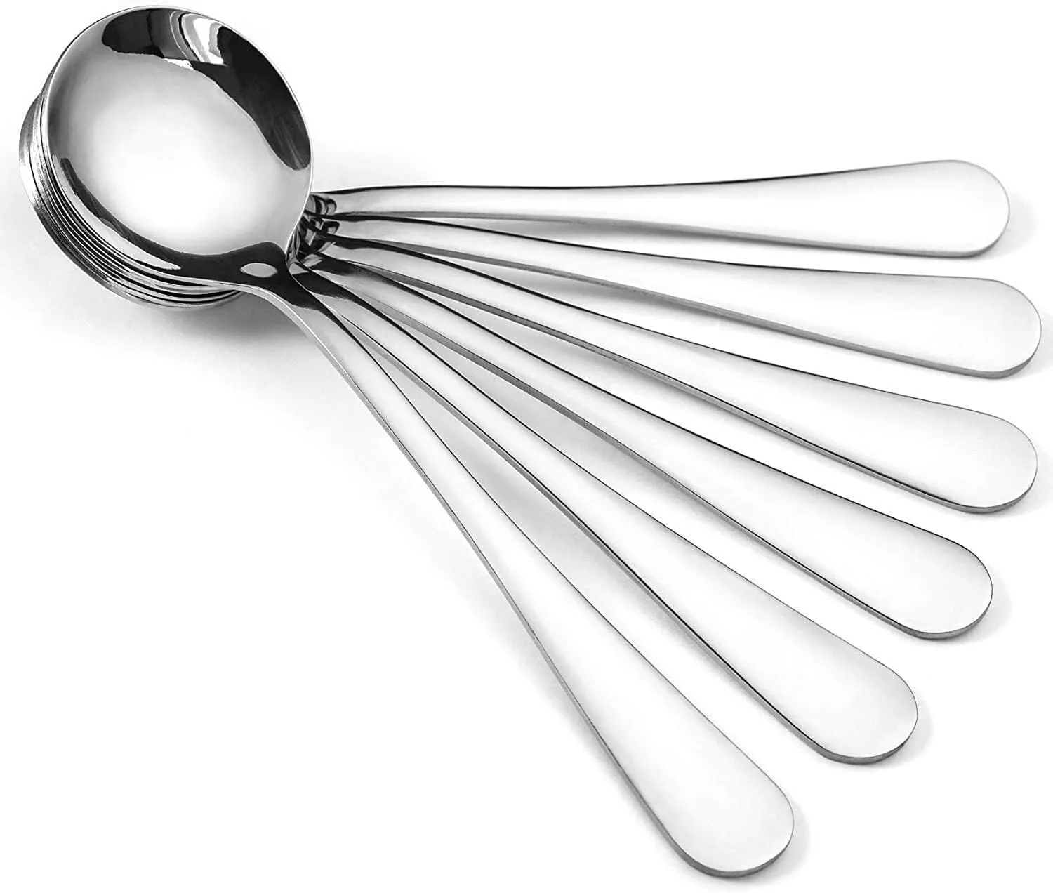 Cterwk 6 Piece Stainless Steel Spoons Round Spoons Soup Spoon Set ...