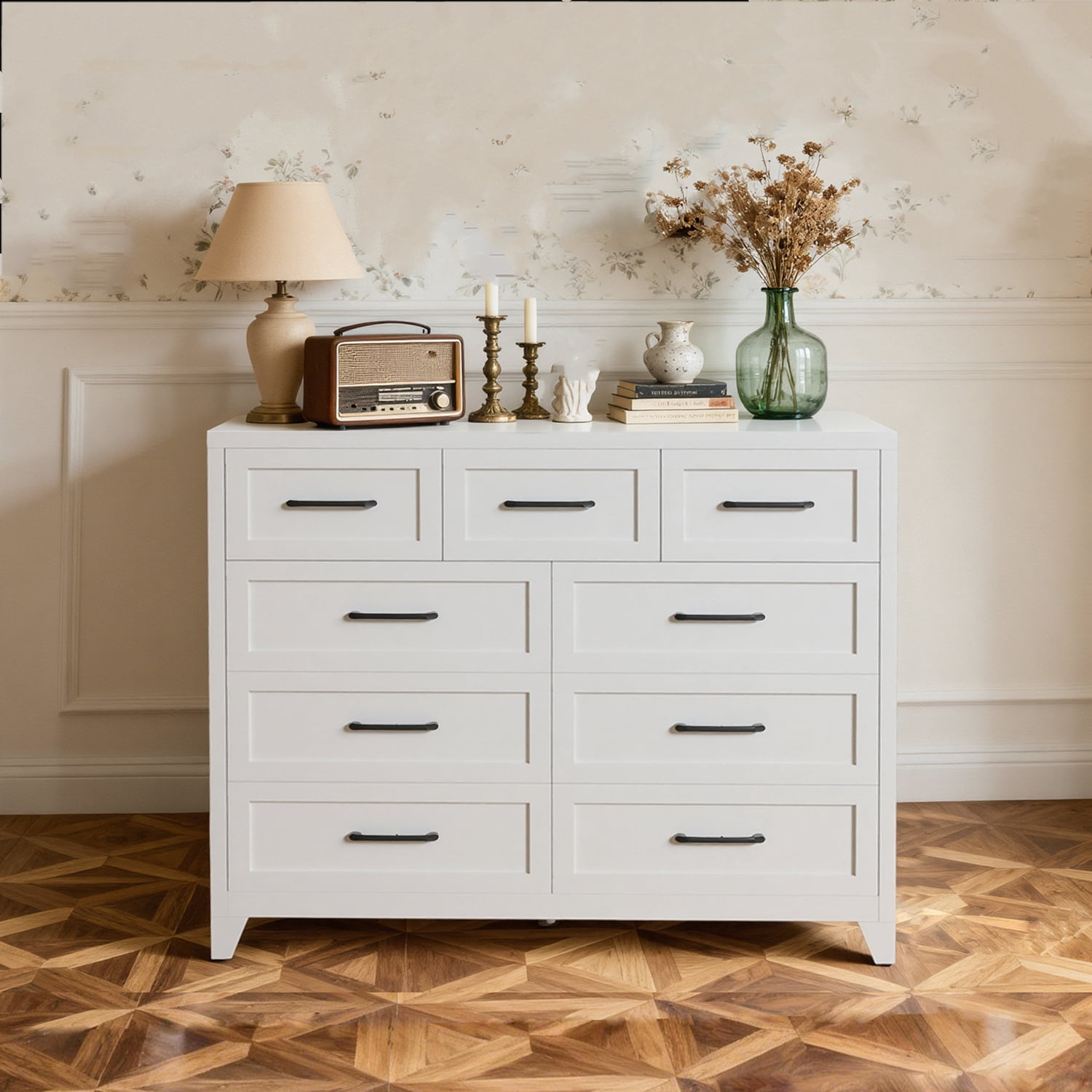 Cterwk 9 Drawer Dresser with Handle, Metal Storage Cabinet for Hallway ...