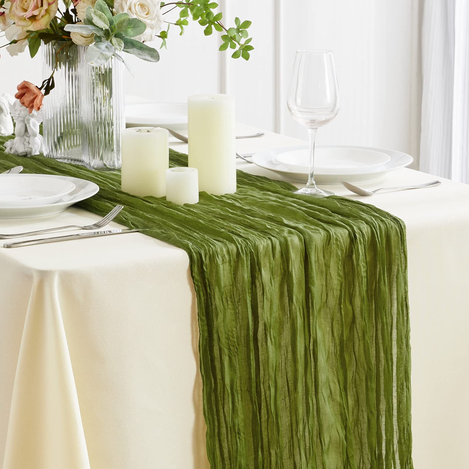 Cterwk Cheesecloth Table Runner Modern Sheer Cloth Table Runners Summer ...