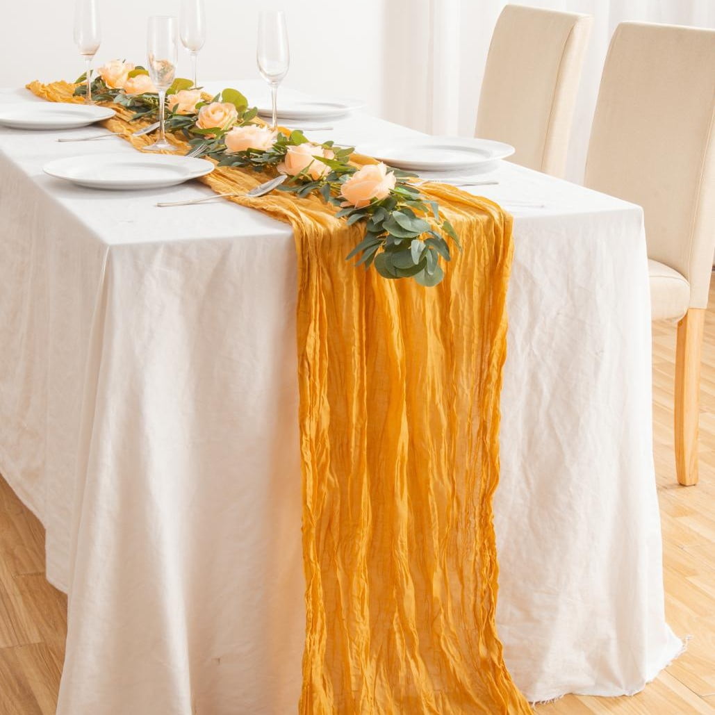 Cterwk Cheesecloth Table Runner Rustic Long Table Runner Romantic Table ...