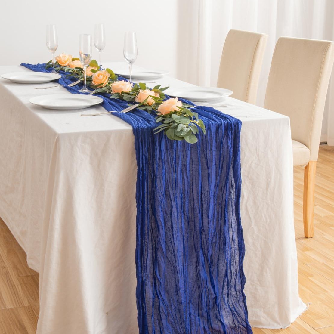 Cterwk Cheesecloth Table Runner Rustic Long Table Runner Romantic Table ...