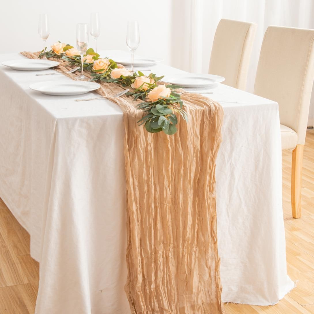 Cterwk Cheesecloth Table Runner Rustic Long Table Runner Romantic Table ...
