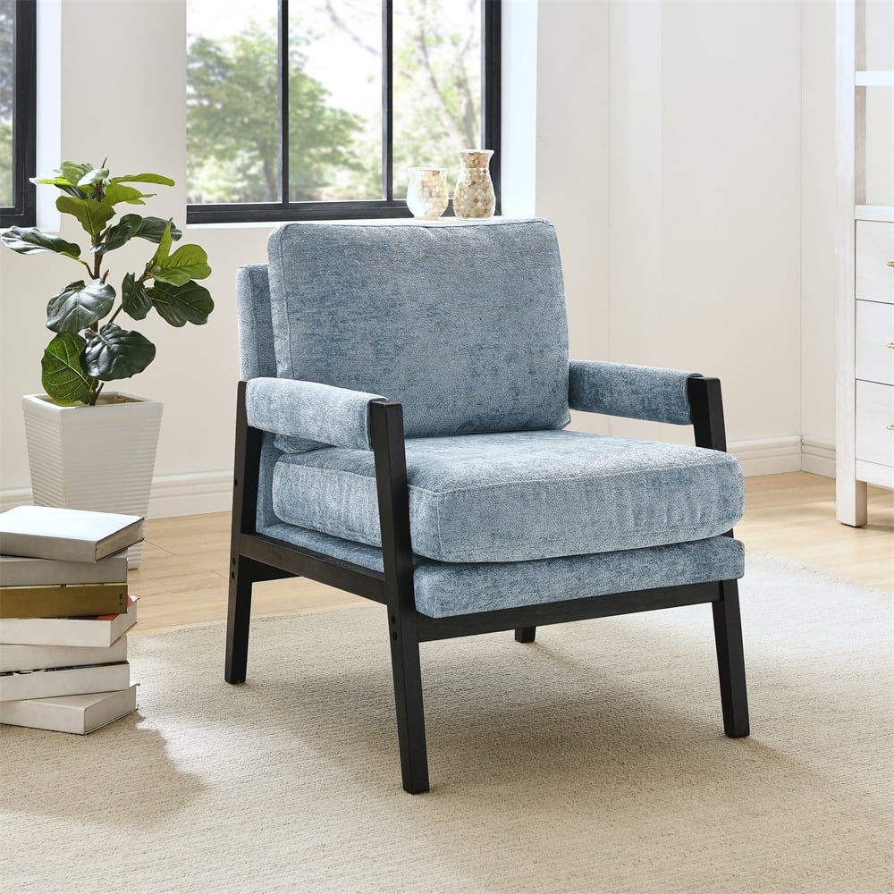 Cterwk Chenille Upholstered Accent Chair with Wood Frame, Mid Century ...