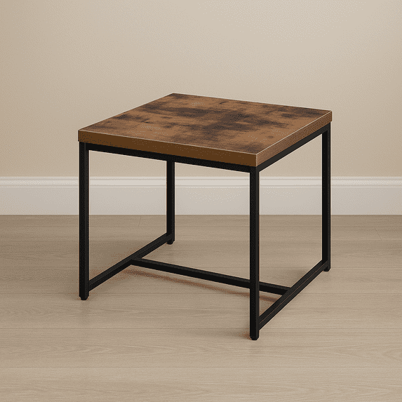 Cterwk End Table with Metal Frame, Wooden Top Side Table for Kitchen ...