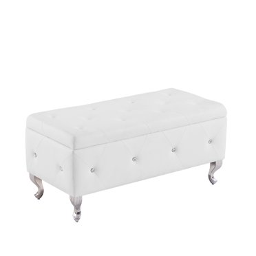 SAFAVIEH Pim Small Rectangle Bench With Arms White / Chrome - Walmart.com