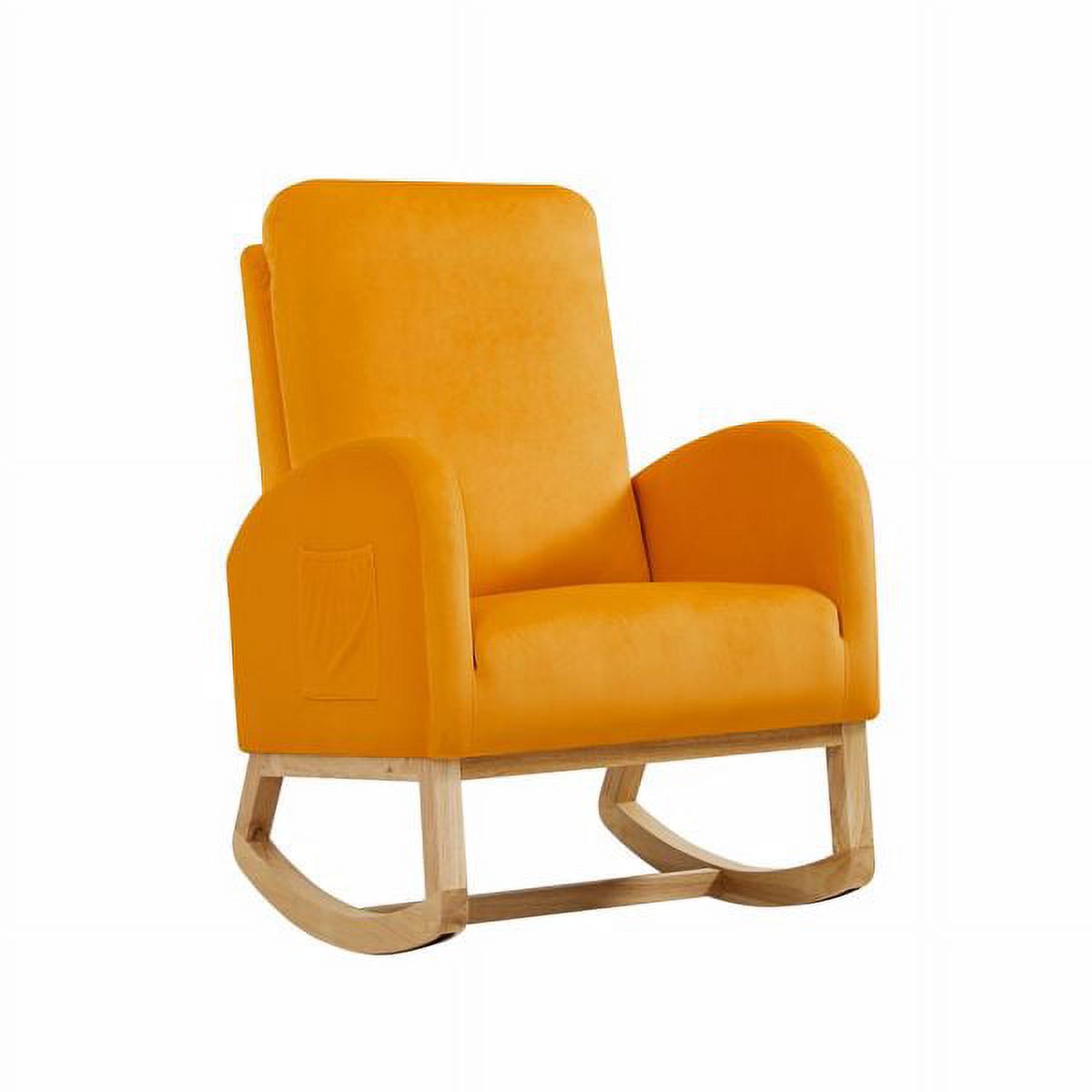 Cterwk High Back Side Bag Flannelette Wood Rocking Chair, Orange ...