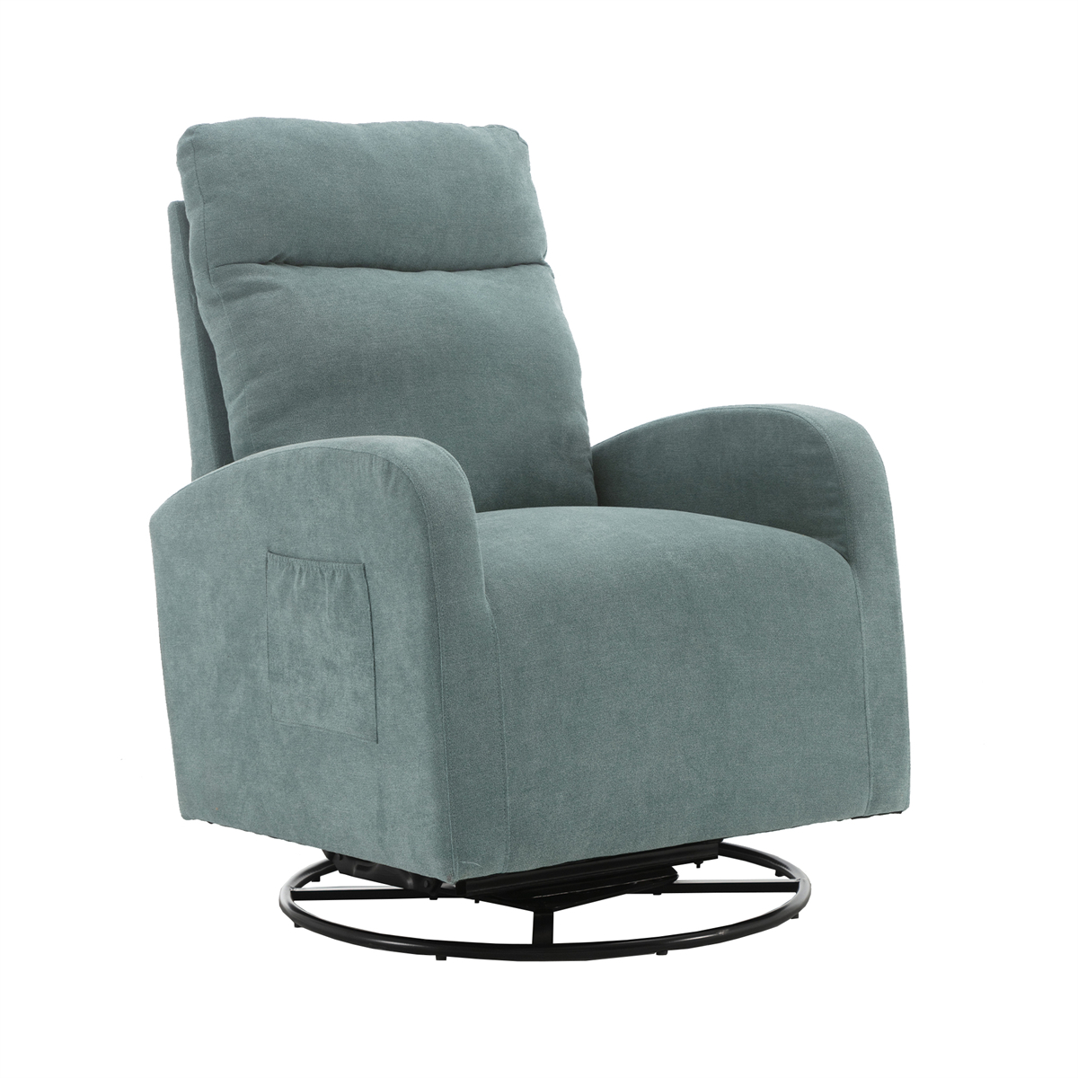 Cterwk Modern Style Upholstered Swivel Rocking Chair, Light Blue ...
