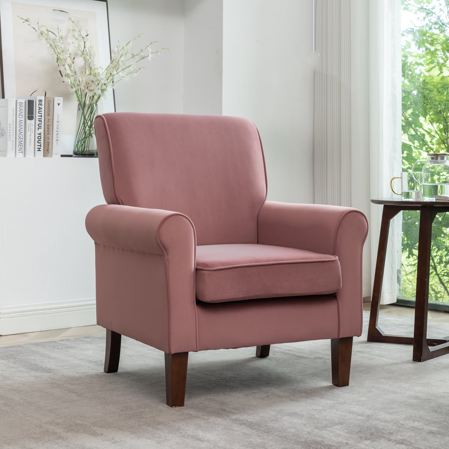 Cterwk Polyester Upholstered Armchair with Wood, Modern Accent Chair ...