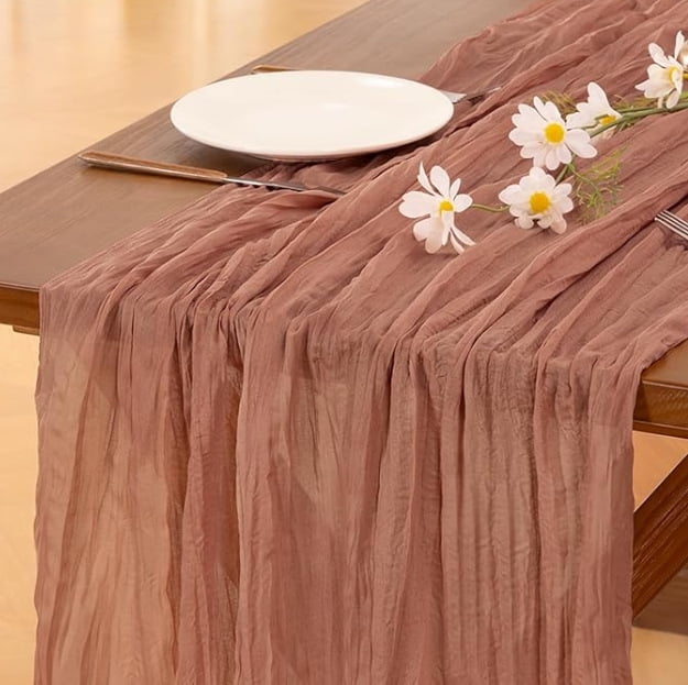 Cterwk Romantic Cheesecloth Table Runner Long Sheer Table Runner for ...