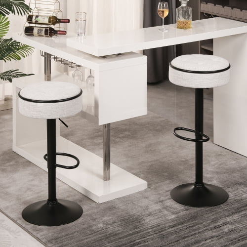 Cterwk Set of 2 Height Adjustable Bar Stool with Metal Frame, 360 ...