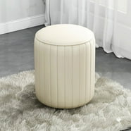 Creative Co-Op Mango Wood Stool with Woven Leather Top, Black and ...