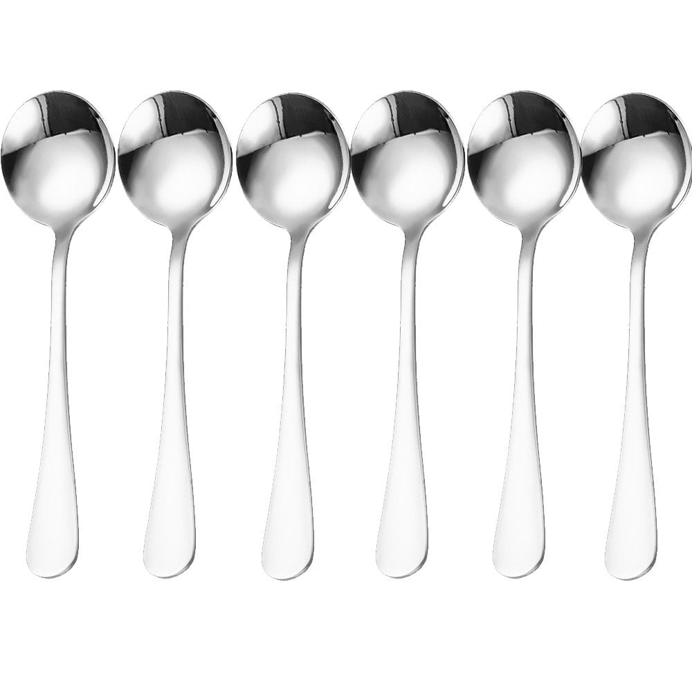 Cterwk Stainless Steel Long Handled Soup Spoons, Silver, 6 Pcs, 6.3 ...