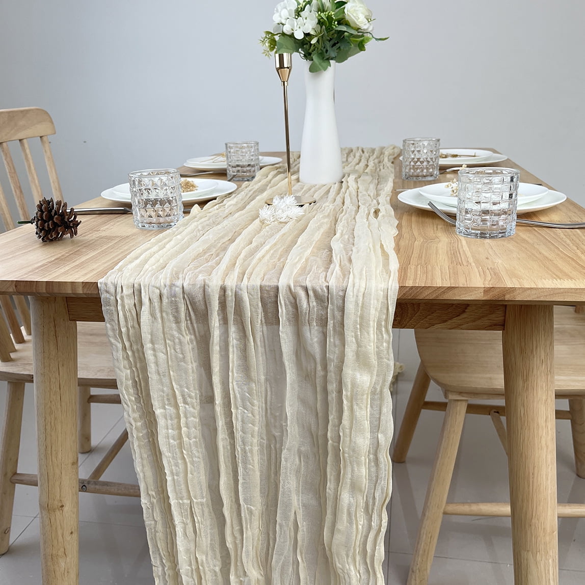 Cterwk Table Runner Sheer Cheesecloth Table Runner for Wedding Holiday ...