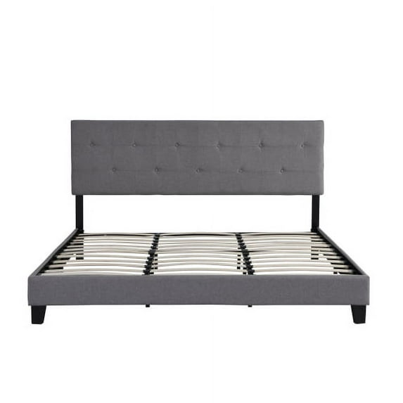 Cterwk Upholstered Platform Bed Frame with Linen Fabric Headboard, No ...