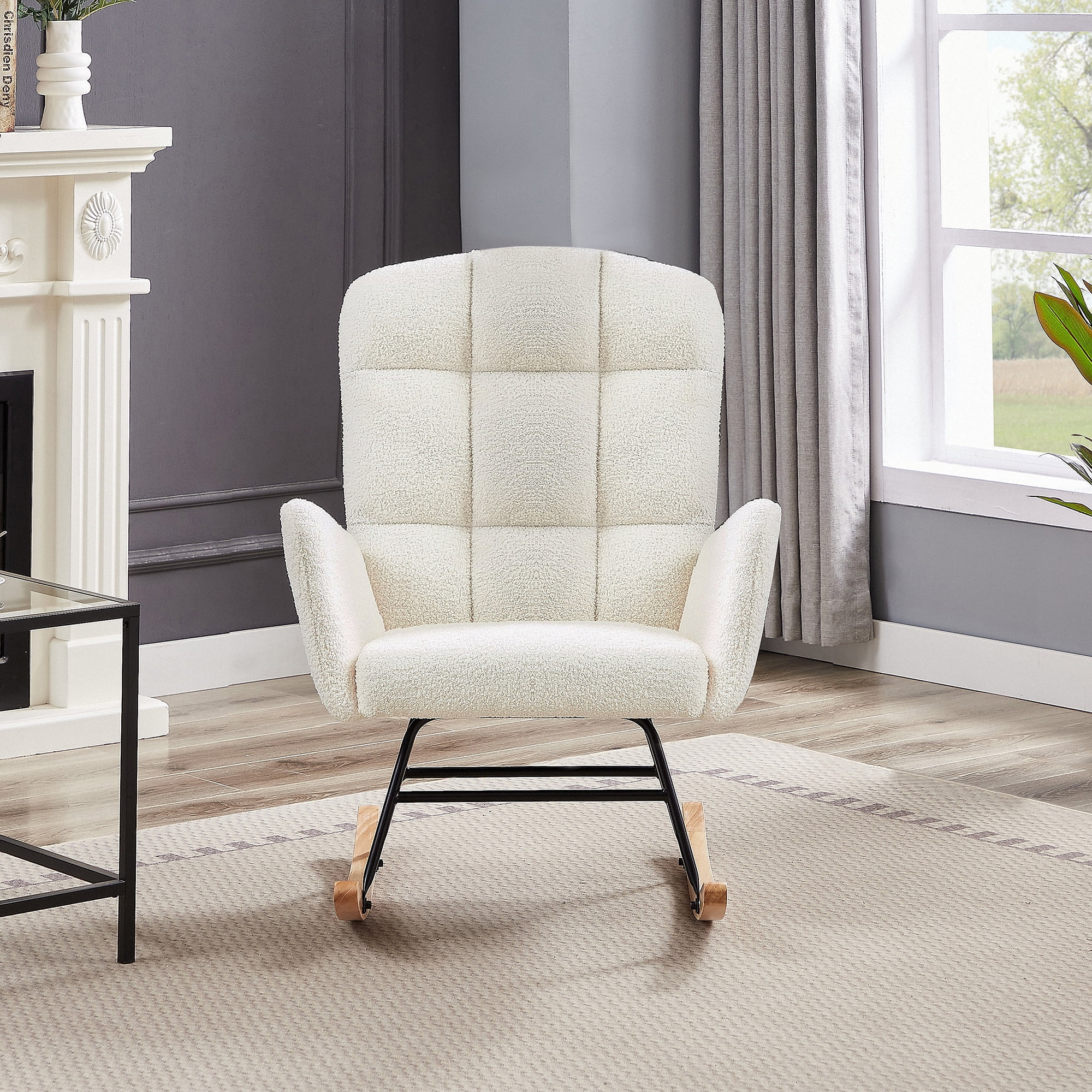 Cterwk Upholstered Rocking Chair for Living Room, Bedroom, Office ...