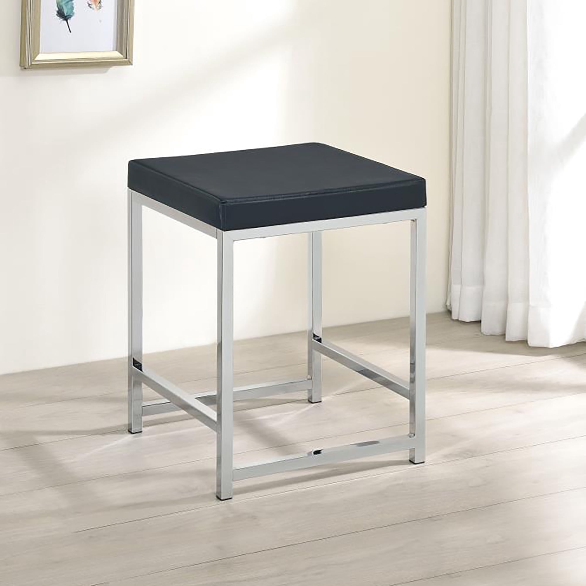 Cterwk Upholstered Seat Metal Frame Vanity Stool Backless Vanity Chair ...