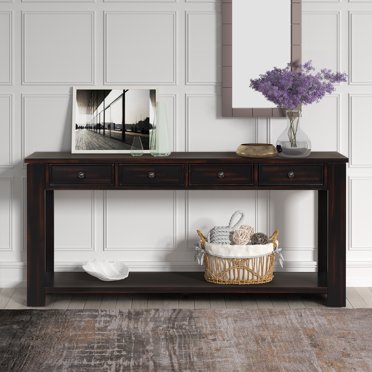 BingLTD - RECON SOFA TABLE SOLID WOOD WITH DRAWERS – UNFINISHED (DK3002 ...