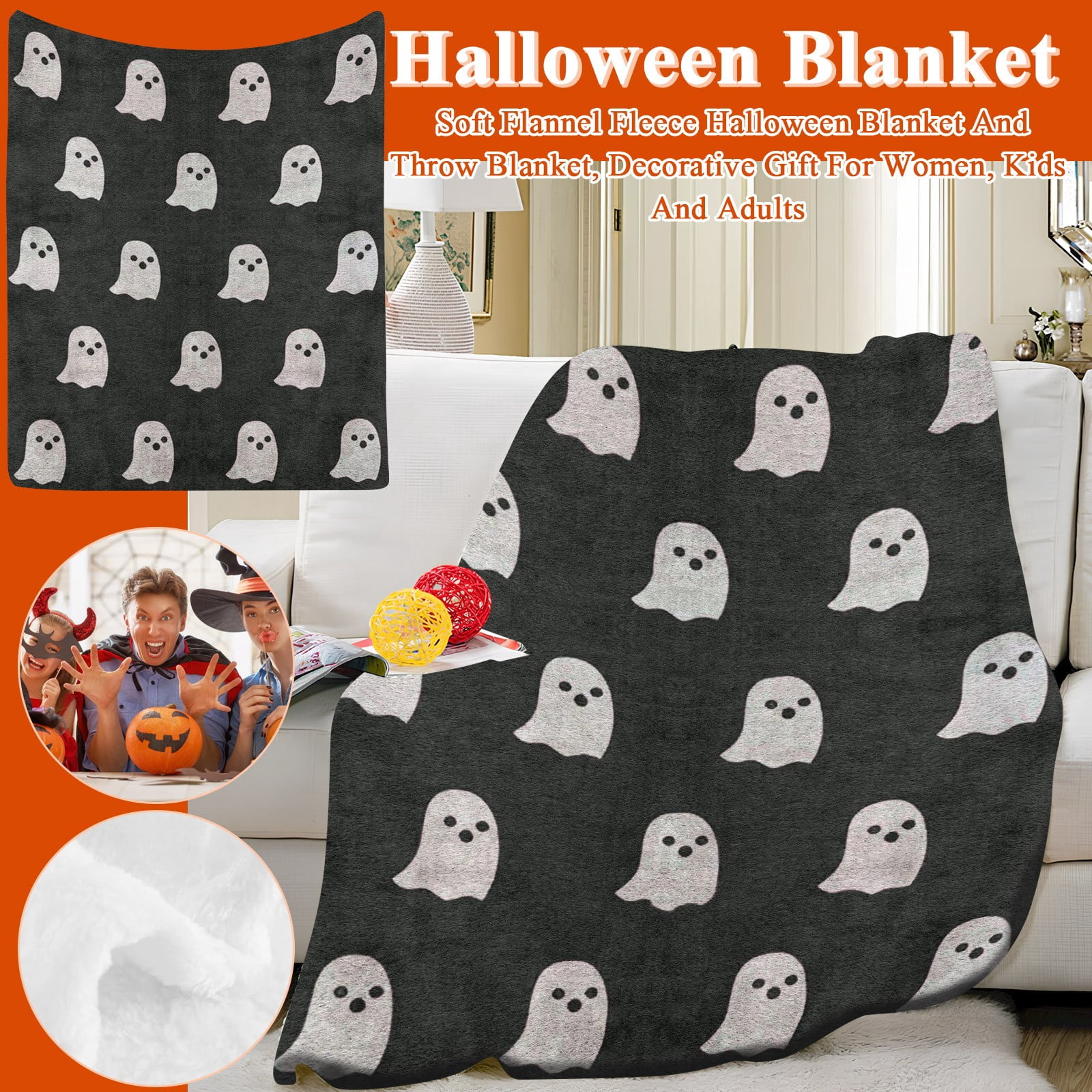 Cthrlog Fall Halloween Fleece Blanket - Pumpkin Pattern Super Soft Cozy ...