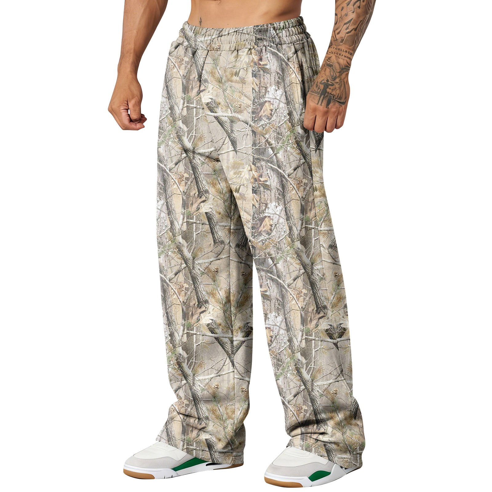 Cthrlog Mens Baggy Pants Casual Camo Print Streetwear Pants Workout ...