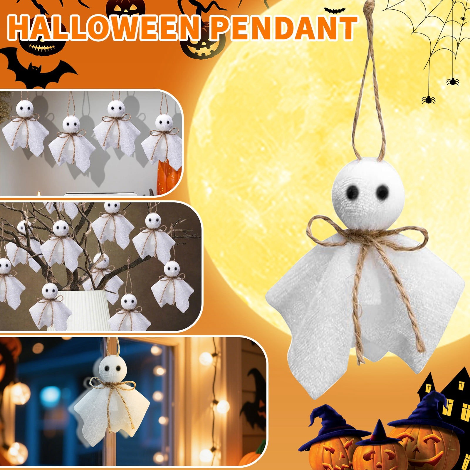 Cthrlog Pcs Halloween Ghost Hanging Ornaments, 3 Inch Small Hanging ...