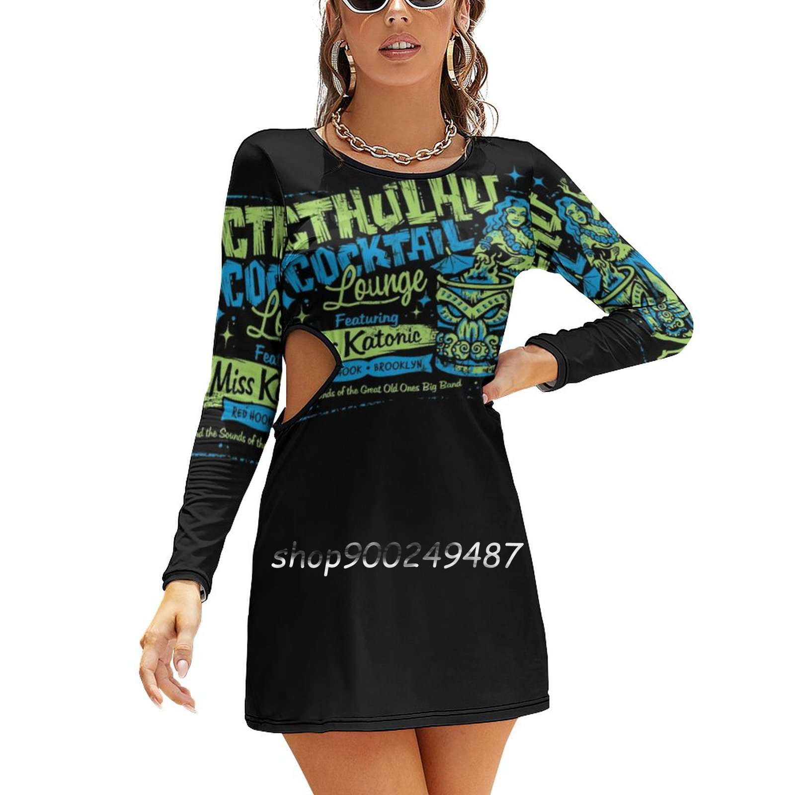 Cthulhu Cocktail Lounge Evening Party Dresses Midi Sexy Dress Female ...