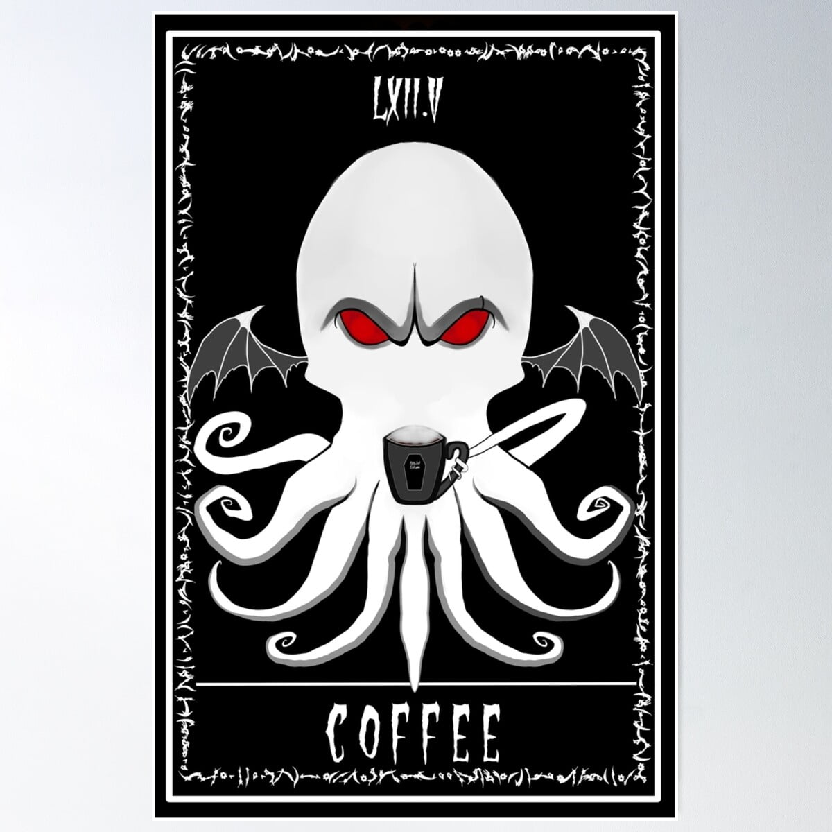 Cthulhu Coffee Tarot Card - Eldritch Occult Poster Wall Art, Modern ...