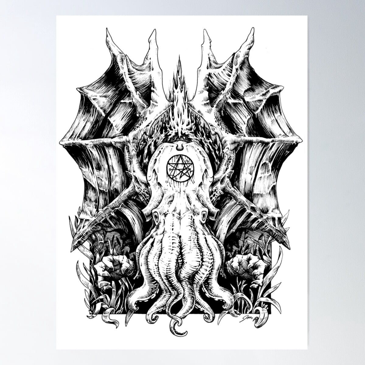 Cthulhu Crown Of Fire Poster Wall Art, Modern Wall Decor For Living ...