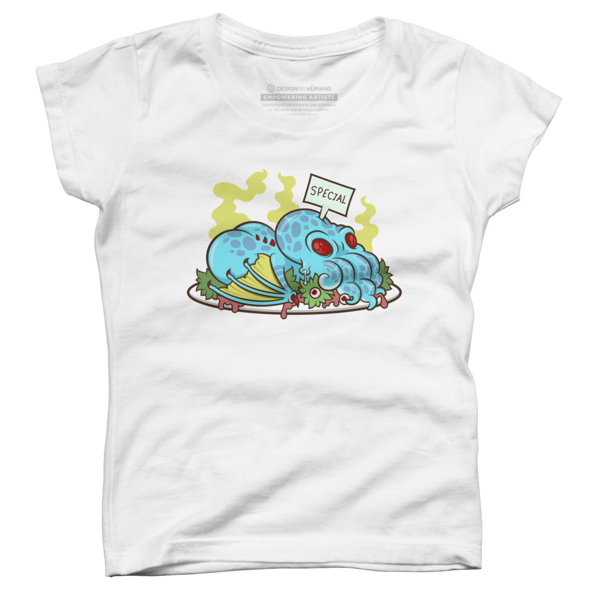 Cthulhu Dinner Girls White Graphic Tee - Design By Humans S - Walmart.com