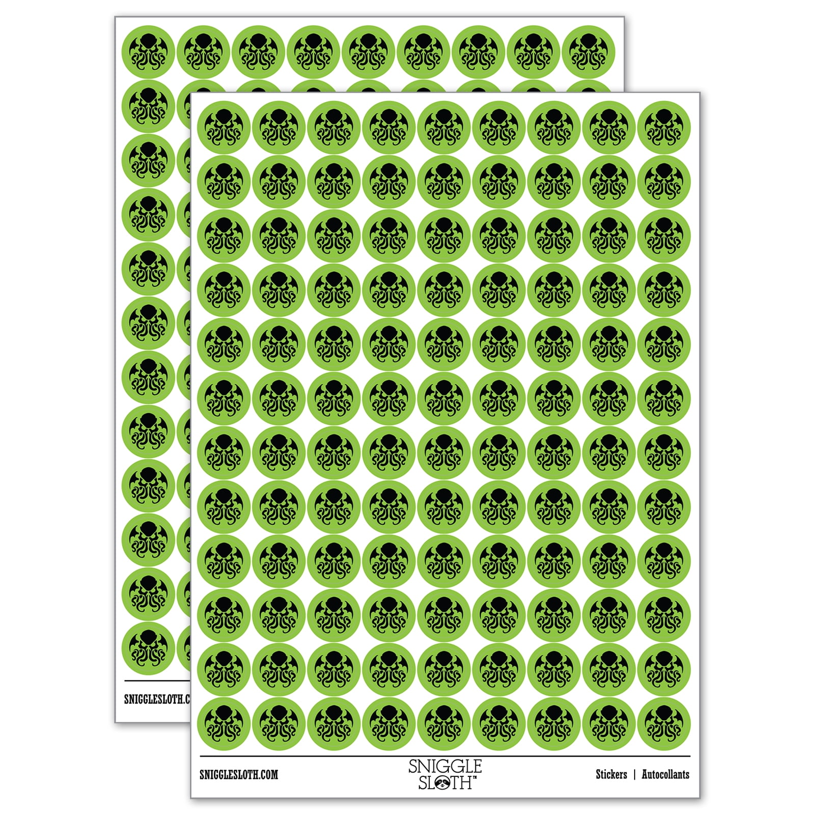 Cthulhu Eldritch Horror Scary 200+ Round Stickers - Light Green - Gloss ...