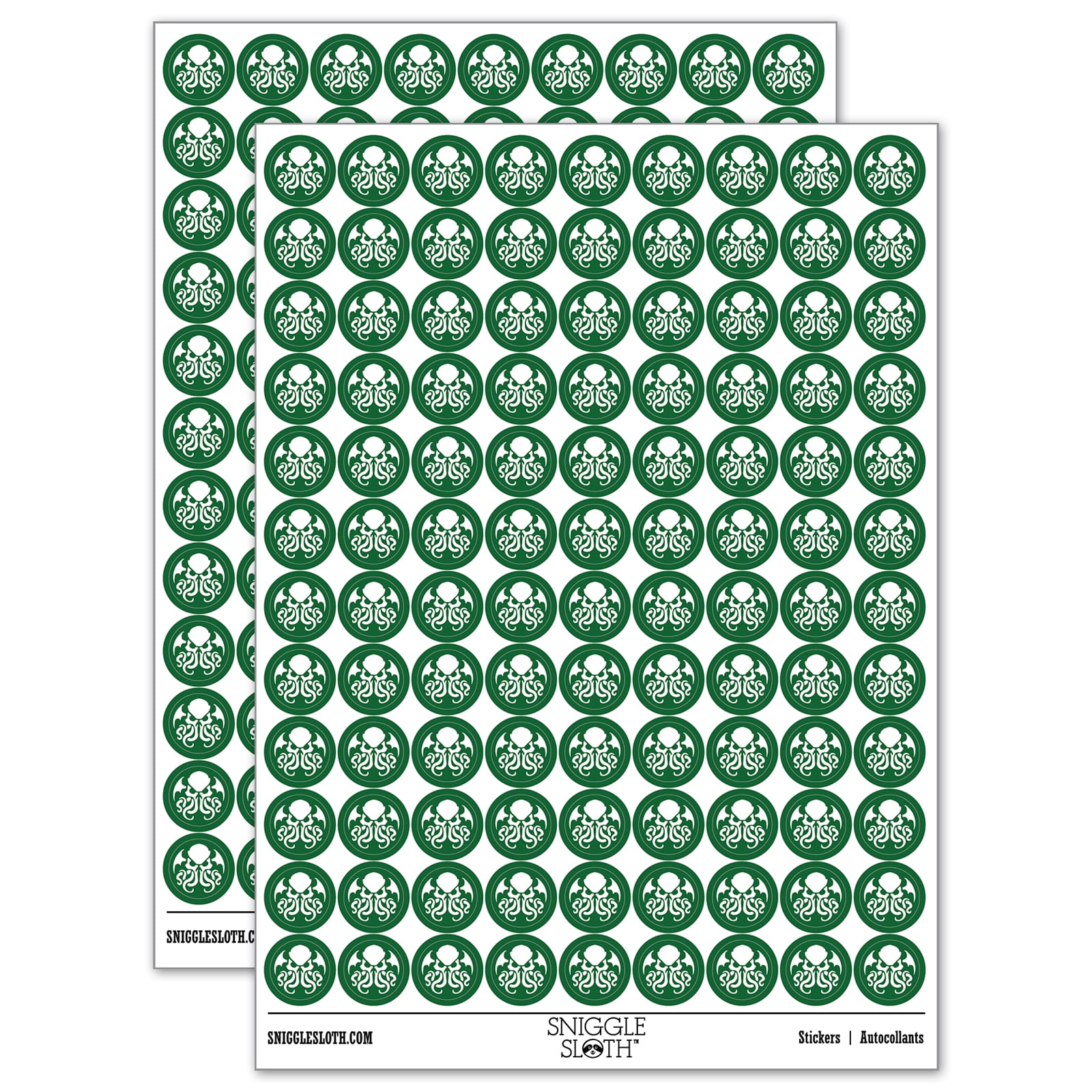 Cthulhu Eldritch Horror Scary 200+ Round Stickers - Dark Green - Matte ...