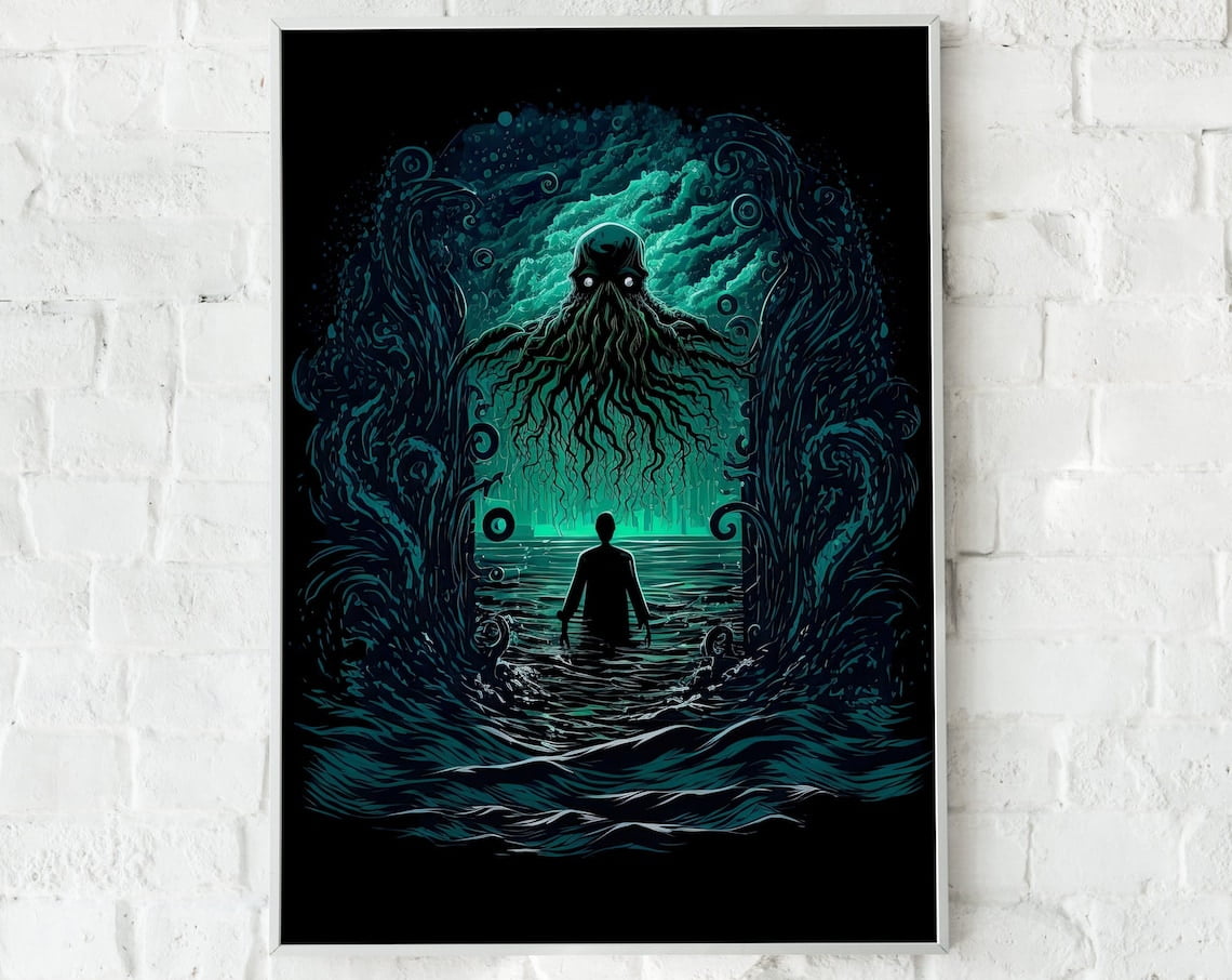 Cthulhu Hp Lovecraft Inspired Art Print, Lovecraftian Poster, Book ...