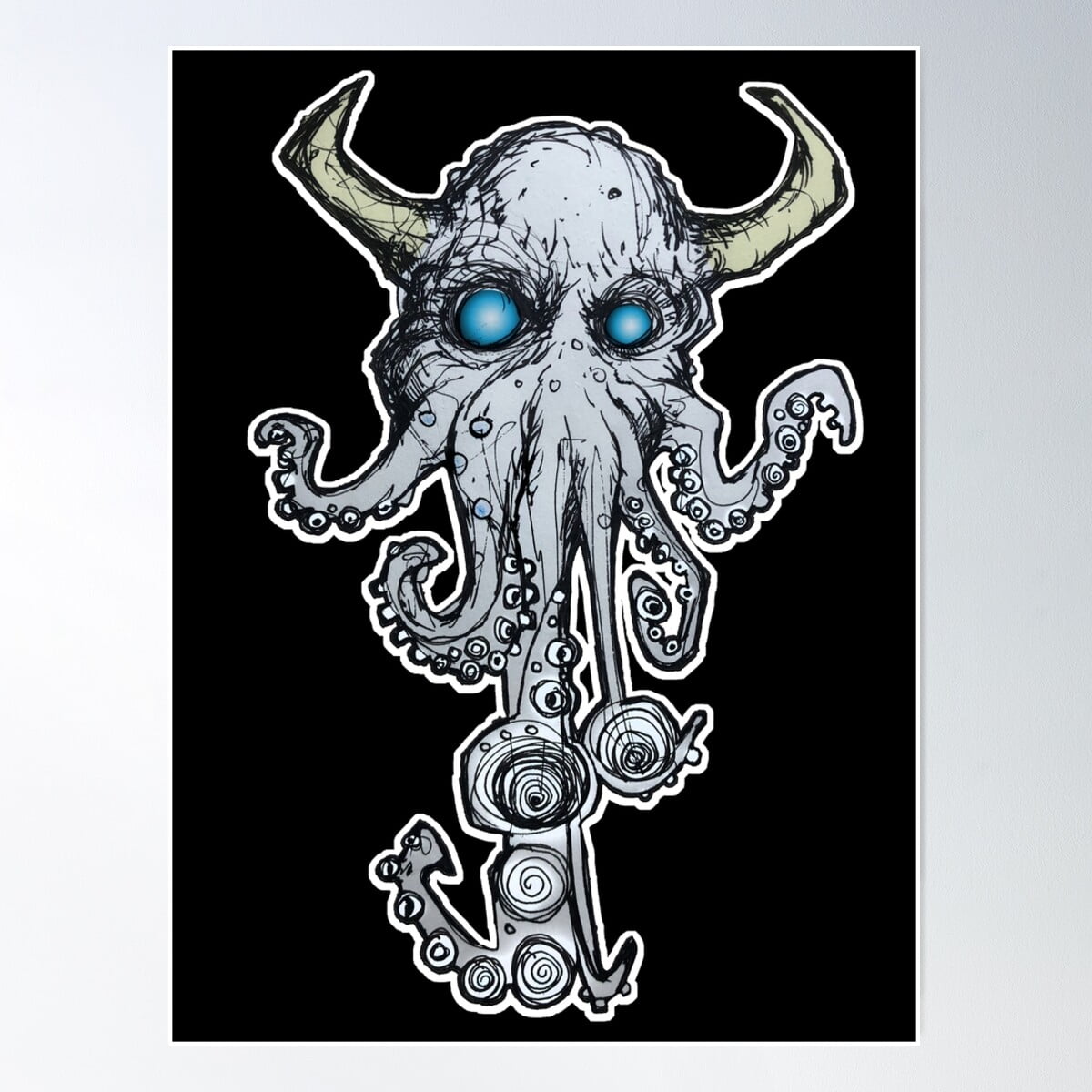 Cthulhu In Blue Poster Wall Art, Modern Wall Decor For Living Room ...