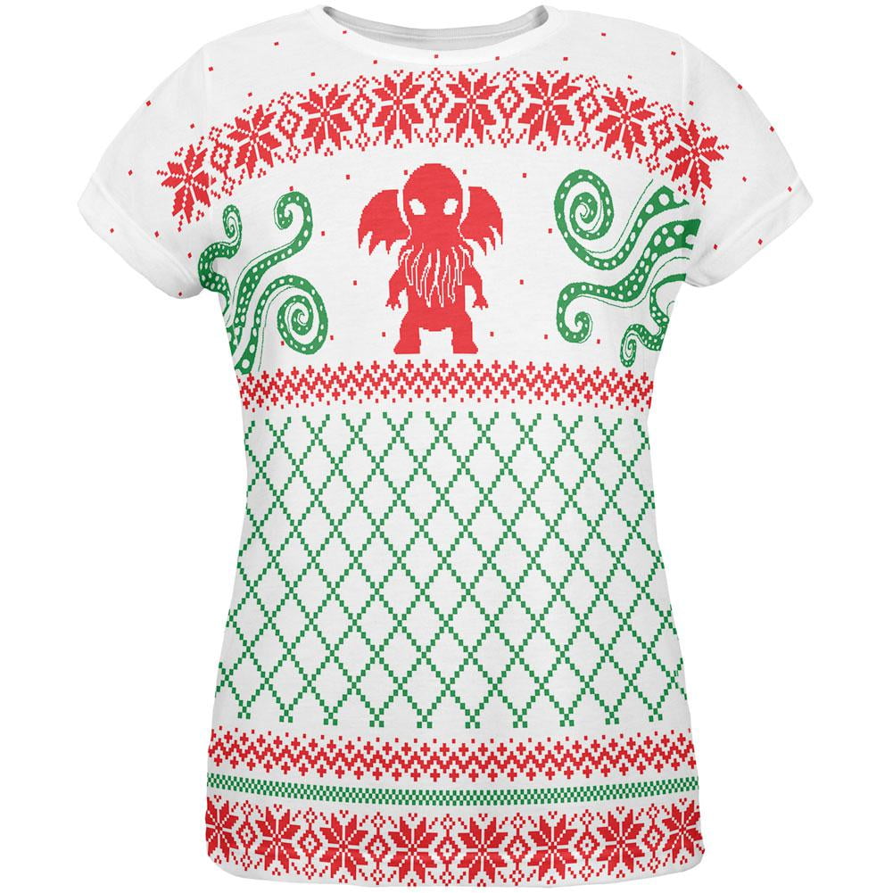 Cthulhu Lovecraft Dimensions Ugly Christmas Sweater All Over Womens T ...