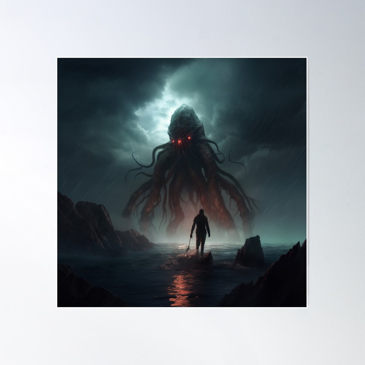 Cthulhu Rises From The Deep Poster Wall Art, Modern Wall Decor For ...