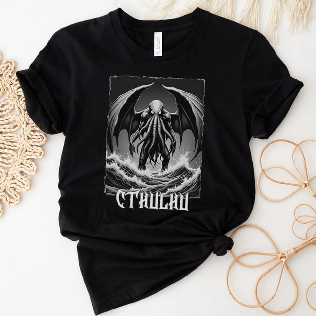 Cthulhu Shirt, Dark Fantasy Octopus T-Shirt, HP Lovecraft Cosmic Horror ...