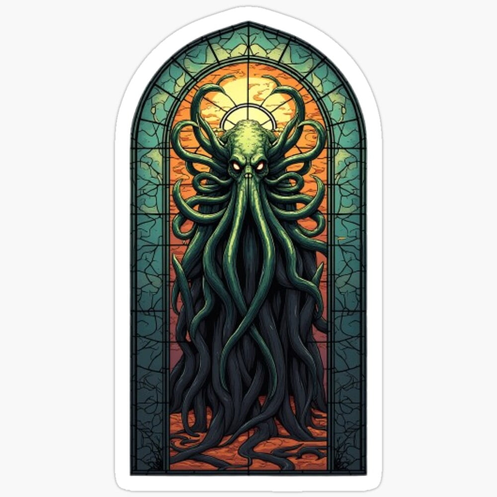 Cthulhu Stained Glass Sticker Phone Decal Water Bottle Stickers Car ...