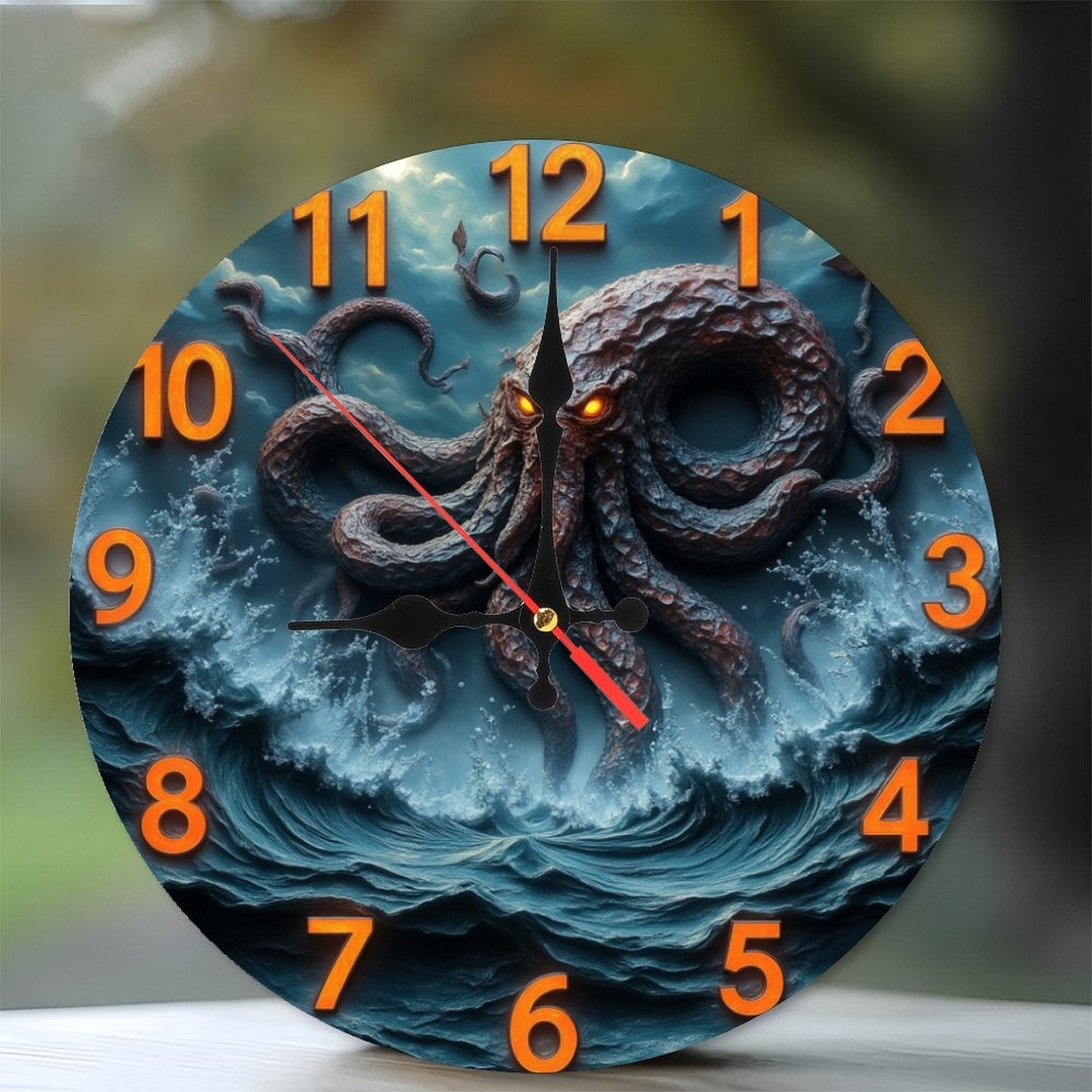 Cthulhu Wall Clock 10-Inch Silent Wooden Wall Clock, Battery Operated ...
