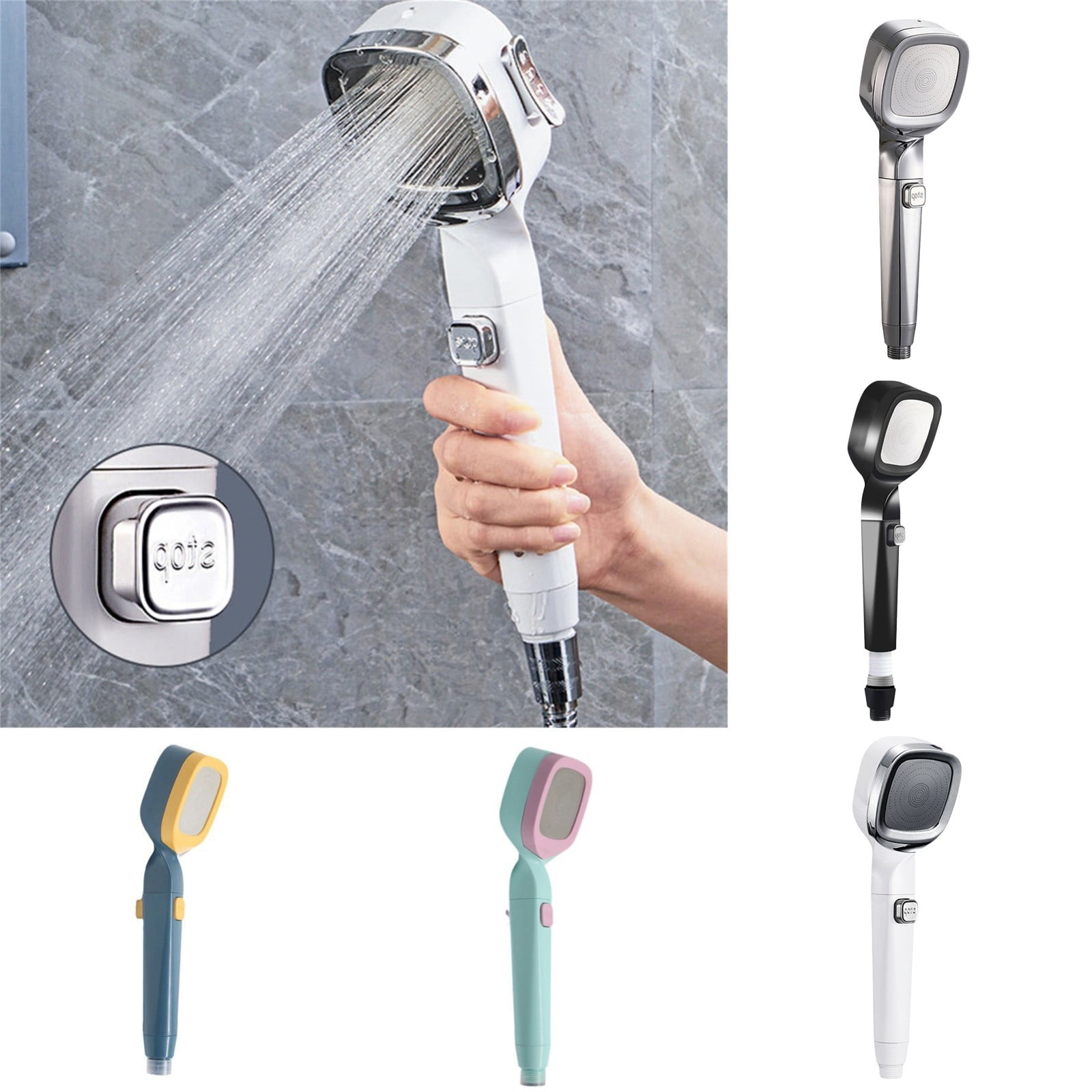 Ctnoerp 4-Mode High Pressure Handheld Shower Head Adjustable Rain ...