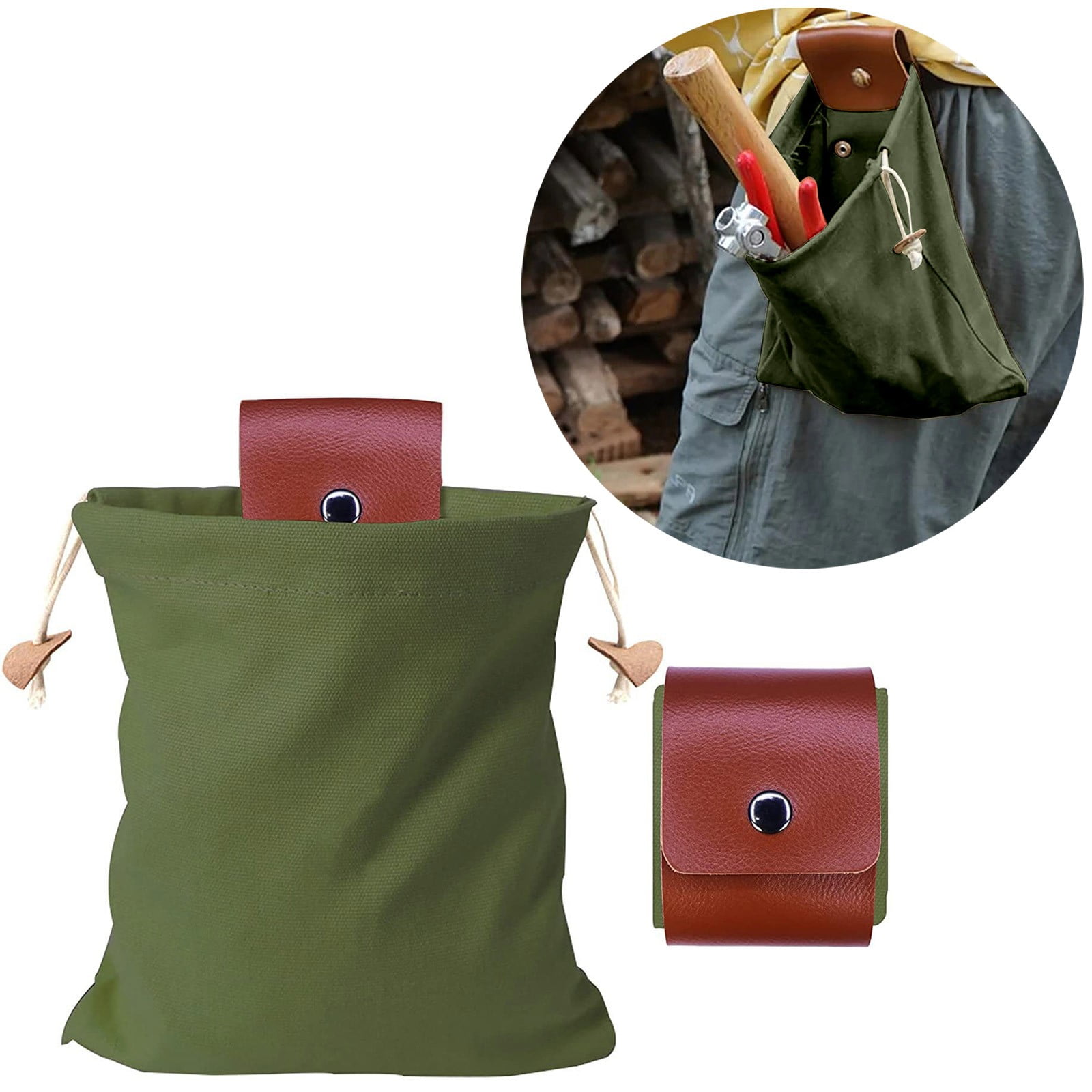 Ctnporpo 2025 Foldable Canvas Belt Bag foraging Bag Waxed Canvas Fruit ...